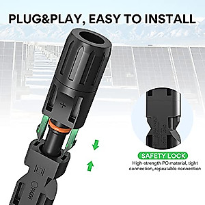 Bateria Power 12PCS Solar Cable Connectors, Male＆Female IP67 Waterproof Solar Panel Connectors with Spanners