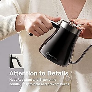 Maestri House 8-In-1 Gooseneck Electric Kettle with ±1°F Temperature Control, 90° Steady Water Flow, 1200W Quick Heating, Keep Warm, LCD Display, Child Lock, Timer, Strix Thermostat 0.95L (Black)