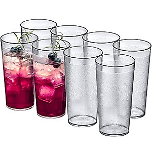 Amazing Abby - Cafely - 16-Ounce Plastic Tumblers (Set of 8), Plastic Drinking Glasses, Restaurant-Style Tumblers, Commercial-Grade Cups, Stackable, BPA-Free, Shatter-Proof, Dishwasher-Safe, Clear