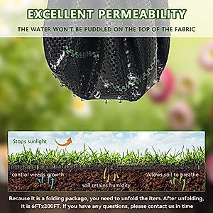 LGJIAOJIAO 6ftx300ft Weed Barrier Landscape Fabric Heavy Duty, Weed Block Gardening Ground Cover Mat, Weed Control Garden Cloth, Woven Geotextile Fabric for Underlayment, Commercial Driveway Fabric