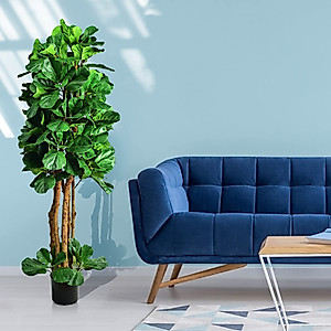 Fake Fiddle Leaf Fig Tree, Indoor Outdoor Artificial Trees Fake Plants for Hotels, Gardens, Offices and Home