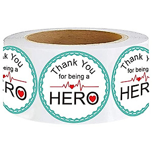 wootile Healthcare Heroes Stickers Thank You Labels 1.5 Inch - 500 Pcs Thank You for Being A Hero Nurse Essential Workers Week Appreciation Themed Gratitude Sticker Doctors Cards, Envelopes,Gift Bags