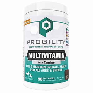 Nootie Progility Multvitamin for Dogs, Multivitamin Supplement for Dogs with Taurine, 90 Soft Chews per Container