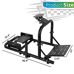 Hottoby Racing Simulator Cockpit Stand Fit for Logitech/Thrustmaster/Fanatec G25 G27 G29 G920 G923 T128X T248 T300 T458, Reinforced Triangular Design on Both Arm,Adjustable,No Wheel,Pedal & Handbrake