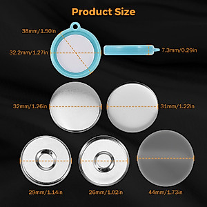 BEAMNOVA 50 Sets of Metal Button Supplies for 32mm 1.26 in (1-1/4 inch) Button Maker Double-Sided Keychain Parts for Button Making Machine Round Badge Crafts Press Maker Supplies