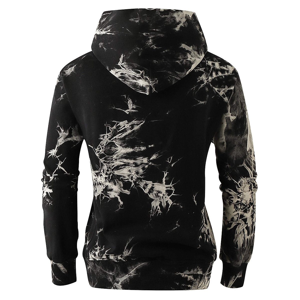 KLIEGOU Mens Tie-Dye Pullover Hooded Sweatshirt (288 Black XL)