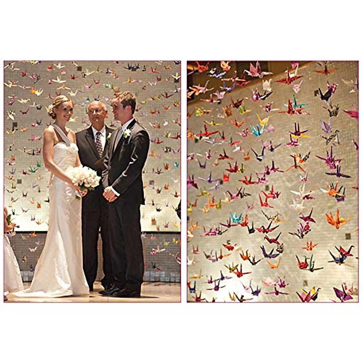 5Strings 75Pcs 5.9" Origami Paper Cranes Garlands Waterproof Iridescent Premade Origami Birds Streamer for Kids Birthday Rustic Wedding Valentine's Day Paper Birds Party Supplies (Multi Color, 5.9")