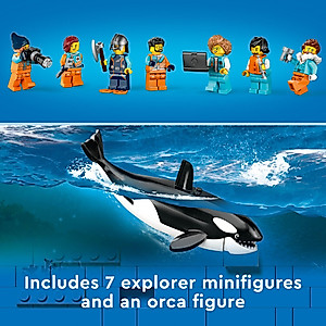 LEGO City Arctic Explorer Ship 60368 Building Toy Set, Fun Toy Gift for 7 Year Old Boys and Girls, with a Floatable Boat, Helicopter, Dinghy, ROV Sub, Viking Shipwreck, 7 Minifigures and an Orca