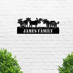 Custom Group Of Deer Name Metal Wall Decor, Art Signs, Metal Signs, Metal Wall Art, Metal Wall Decor, Metal Wall Hangings, Door Hangings, Unique Wall Decor, Gifts For Friends, Gifts For Family