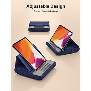 JSAUX Tablet Pillow Stand, Tablet Stand Holder Dock for Lap, Bed and Desk Compatible with iPad Pro 11 10.5 9.7 10.2 Air Mini, Kindle, Tablets, Phones, E-Reader, Books and More 4-11'' devices Navy Blue