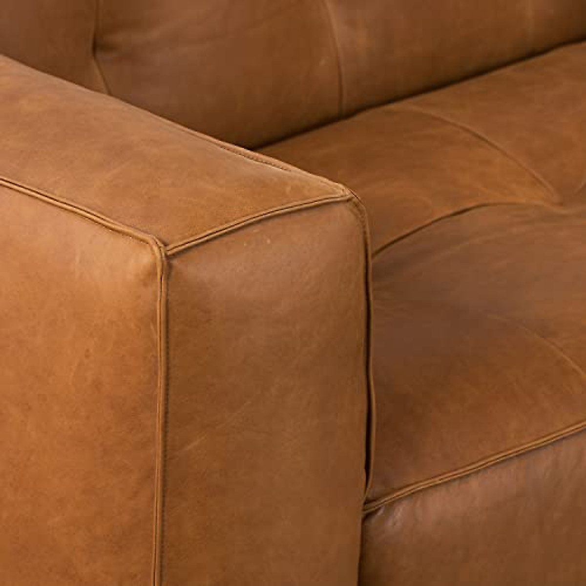 POLY & BARK Capa Sofa in Full-Grain Pure-Aniline Italian Tanned Leather in Saddle Tan