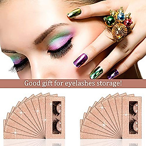 50 Sets Empty Eyelash Case Set, Include 50 Empty Eyelash Box Lash Box Packaging Eyelash Storage Box, 50 Eyelash Box Tray False Eyelash Storage Box Tray, 50 Internal Background Paper (Champagne Gold)