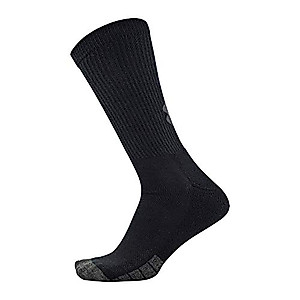Under Armour Adult Performance Tech Crew Socks, Multipairs , Black (6-Pairs) , Large