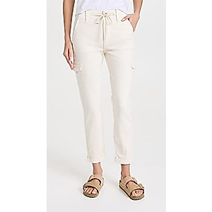 PAIGE Women's Christy Cargo Pants, Quartz Sand, Off White, 27