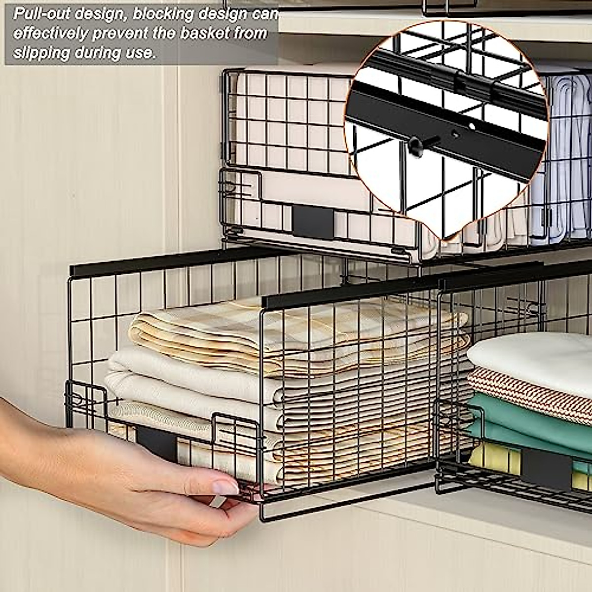 Lyuwanxian 3-Tier Stackable Closet Organizers and Drawer Storage Shelves, Removable 3 Dividers, Stackable & Foldable Design with Nameplate for Closet, Wardrobe, Laundry Room and Shelves