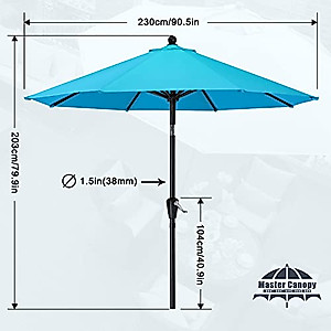 MASTERCANOPY Patio Umbrella for Outdoor Market Table -8 Ribs (7.5ft,Turquoise)