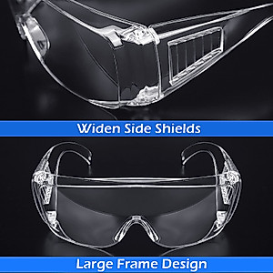 OXG 6 Pack Safety Glasses Over Eyeglasses Anti-Fog, ANSI Z87.1 Clear Safety Goggles Eye Protection Glasses for Men and Women Construction, Labs, Shooting