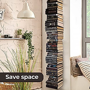 ART-GIFTREE Invisible Floating Bookshelf for Wall Mounted, 4 Tier Vertical Spine Book Tower, 2 Pack White