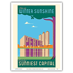 Perth Australia - Follow the Winter Sunshine - Australia's Sunniest Capital - Vintage Travel Poster c.1950 - Master Art Print (Unframed) 9in x 12in