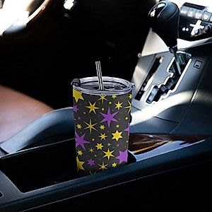 Magic Star 20 Oz Travel Coffee Mug with Lid Tumbler Drinking with Straw Brush Water Car Cup