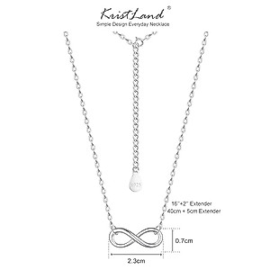 KristLand - 925 Silver Adjustable Necklace Circle Minimalist Enamel Tiny Heart Cactus Triangle Pendant Dainty Choker for Women Infinity Silver