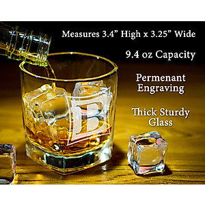 Custom Whiskey Monogram Wreathe Bourbon Rock Glasses Engraved Scotch Glass for Dad Birthday Fathers Day Gift Groomsmen Husband Wedding Gifts for Her