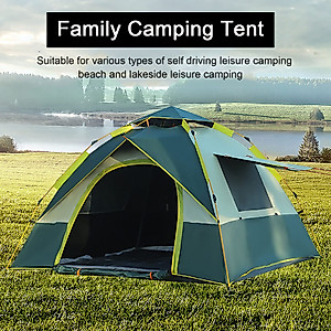 Camping Tent - 2-4 Person Easy Pop Up Tent with 2 Doors & 2 Windows,Waterproof Instant Tent,Lightweight & Portable Family Tents for Outdoor Camping, Hiking & Traveling (Green,3-4 People)