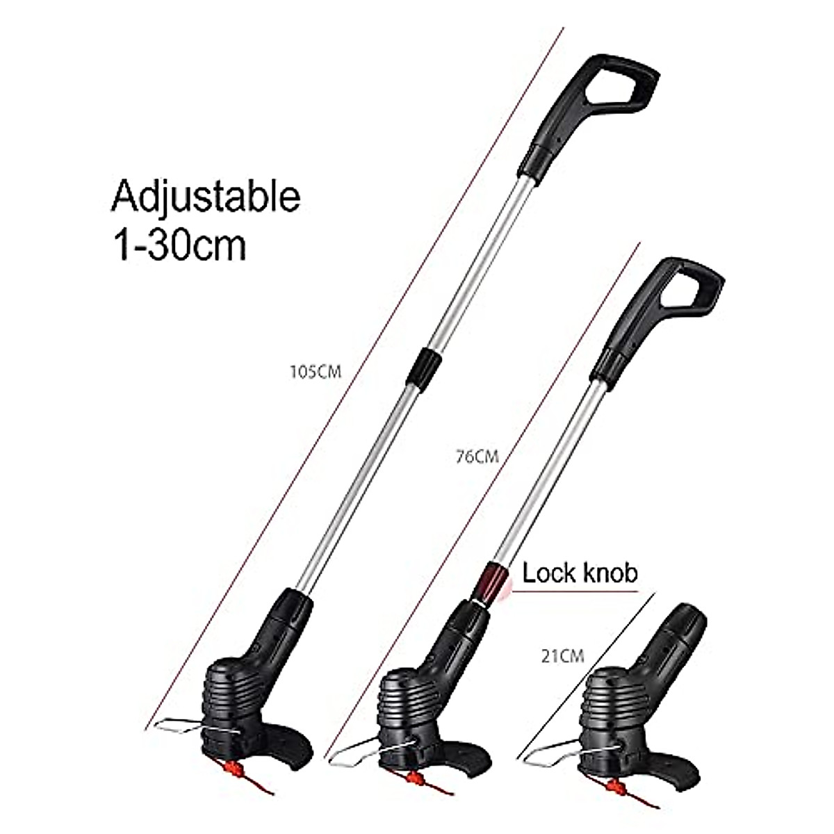 PSBYW Cordless Grass Trimmer, Li-Ion Battery with Charger, Multi-Functional, Grass Trimmer, Brushcutter, Strimmer, Garden Set (Color : Black)