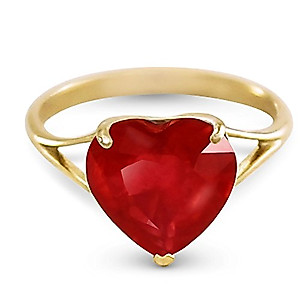 Galaxy Gold GG 14k Yellow Solid Gold Ring 10.0 mm 4.30 ct Heart Ruby 5663Y