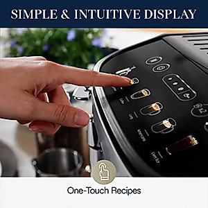 De'Longhi Magnifica Evo, Fully Automatic Machine Bean to Cup Espresso Cappuccino and Iced Coffee Maker, Colored Touch Display, Black, Silver