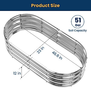 ENJOYBASICS Raised Garden Bed Kit, Galvanized Raised Planter 4x2x1ft Box Outdoor for Vegetables, Large Bottomless Metal Raised Bed for Gardening, Herb, Growing Fruits, Flower