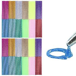 COCODE 12 Colors 120Pcs Hot Glue Gun Sticks 7mm by 10cm Hot Melt Glue Sticks Mini Glitter for DIY Art Craft Woodworking