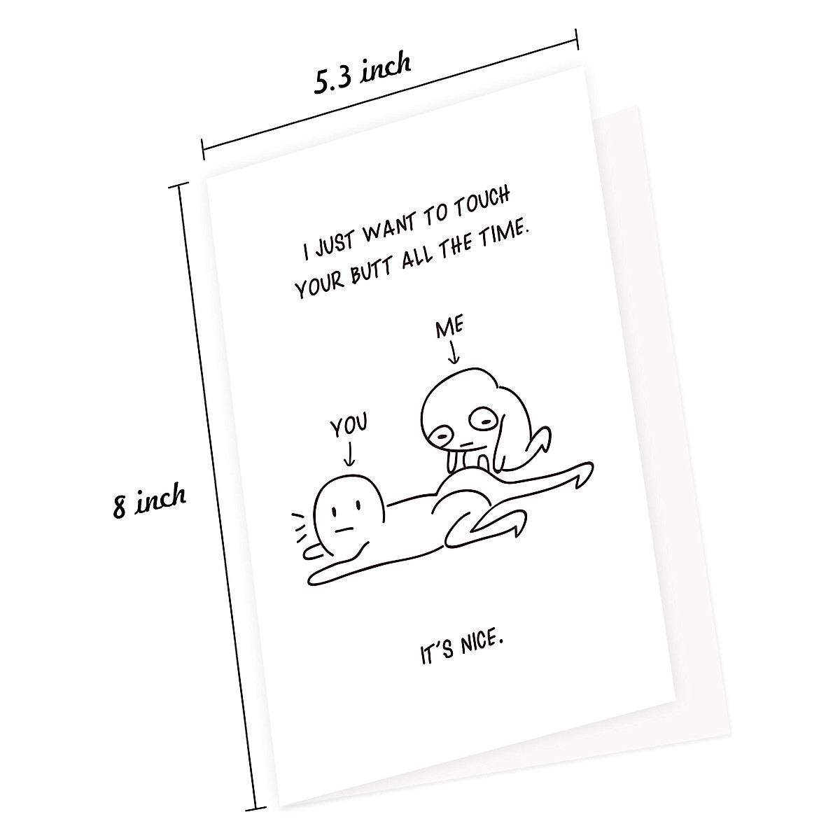 Naughty Touch Your Butt Love Card, Cheeky Anniversary Card for Him Her, Romantic Valentine's Day Card