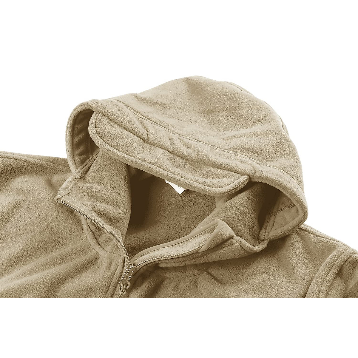 CRYSULLY Men's Tactical Front Zip Fleece Lining Hunting Mountaineering Jackets Windbreaker Coat Beige