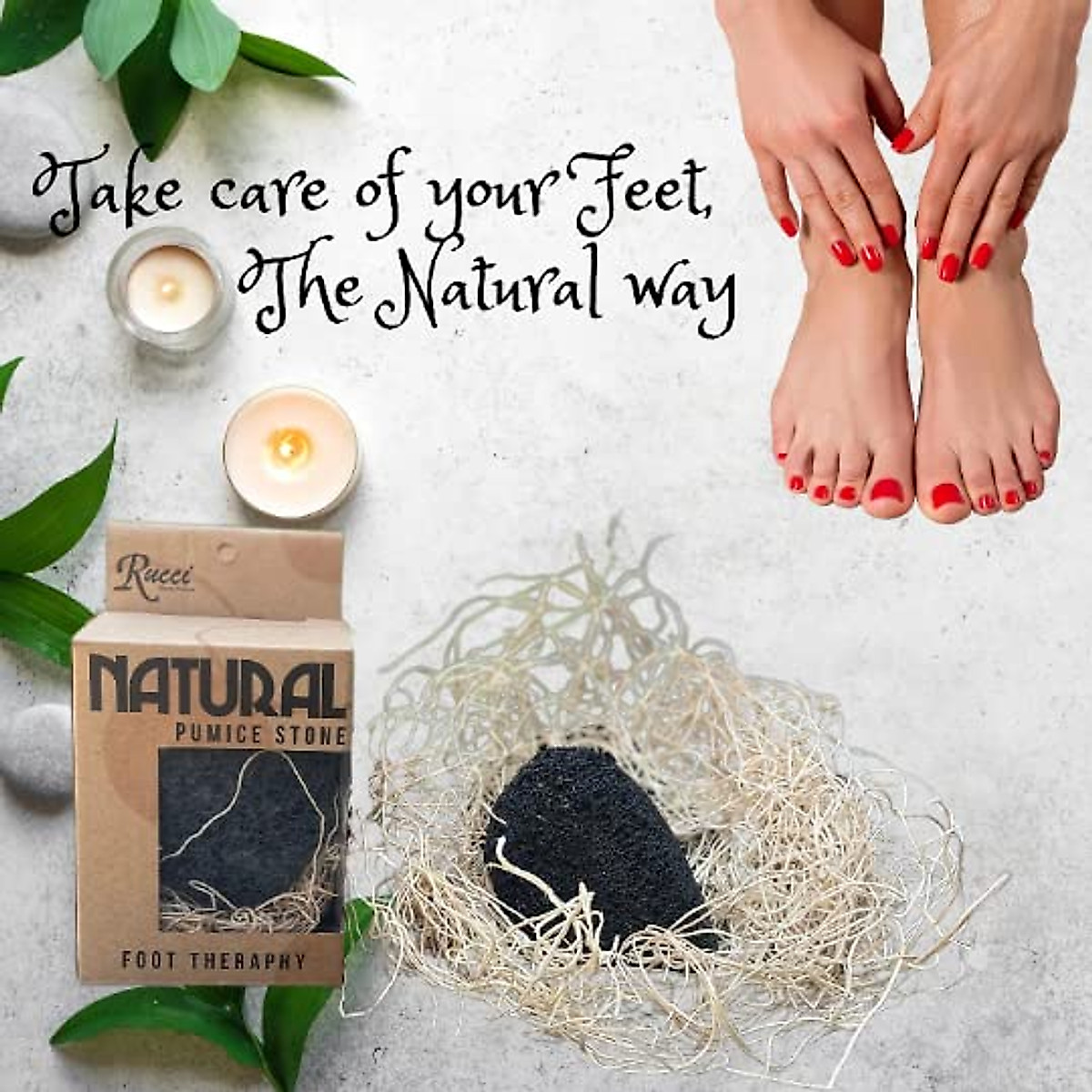 Rucci Professional Natural Volcanic Pumice Stone for Calluses, Cracks, 100% Natural Biodegradable Packaging 2 Boxes, Black, Medium (RL227N)