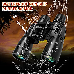 10-30x50 Zoom Binoculars for Adults, High Powered Military Binoculars for Bird Watching Traveling Hunting Concerts with Large View,BAK4,FMC Lens,Clear Low Light Vision at Night