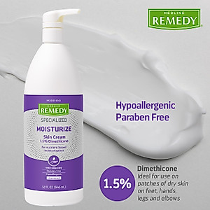 Medline Remedy Specialized Skin Cream (32 oz Bottle), Scented, 1.5% Dimethicone, Nourishing Moisturizer for Dry Skin, Sulfate-Free, Paraben-Free, Hypoallergenic Body Cream, Daily Lotion for Dry Skin