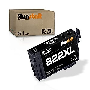 Run Star 1 Pack 822XL Black Remanufactured Ink Cartridge Replacement for Epson 822XL T822XL use for Epson Workforce Pro WF-3820 WF-4820 WF-4830 WF-4833 WF-4834 Printer (1 Black)