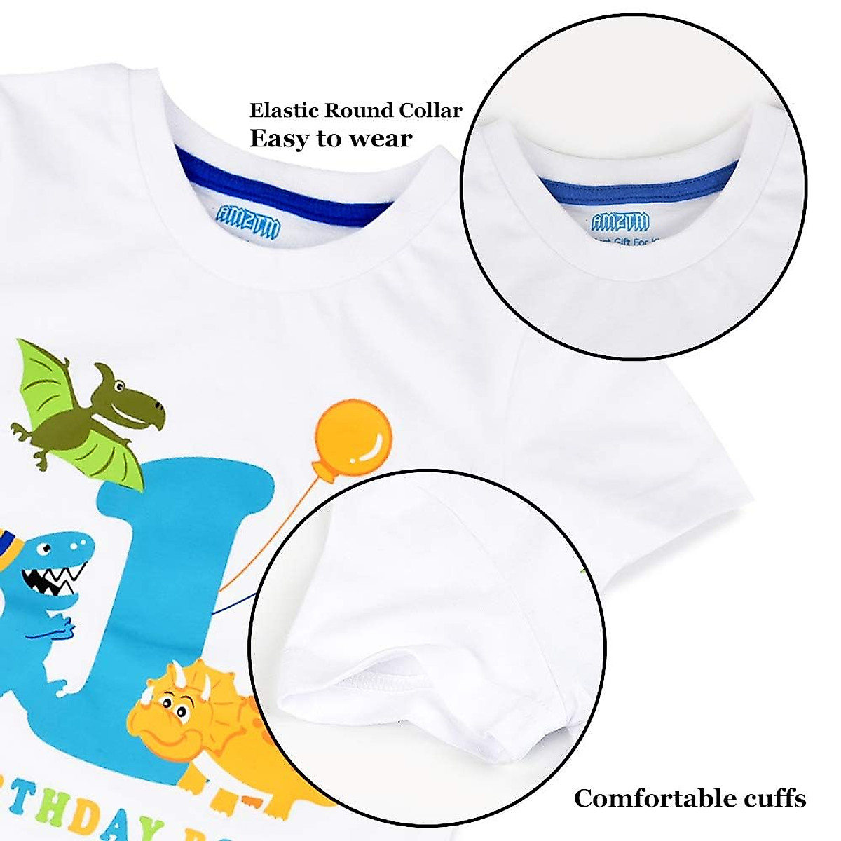 Dinosaur 1st Birthday Party T-Shirt - Toddler White Cotton Tee, Baby Boys Gift