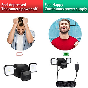 UYODM Power Cable for Blink Outdoor 4 /(3rd Gen) Floodlight +Blink Outdoor Camera,16.5Ft/5m Weatherproof Cable Power Your Blink Floodlight Cam Continuously Black (Floodlight & Camera NOT Included)