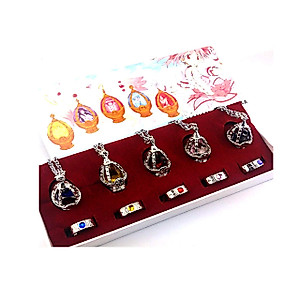 Anime Cosplay Puella Magi Madoka Magica Soul Core Gem 5 Necklace With 5 Tail Ring