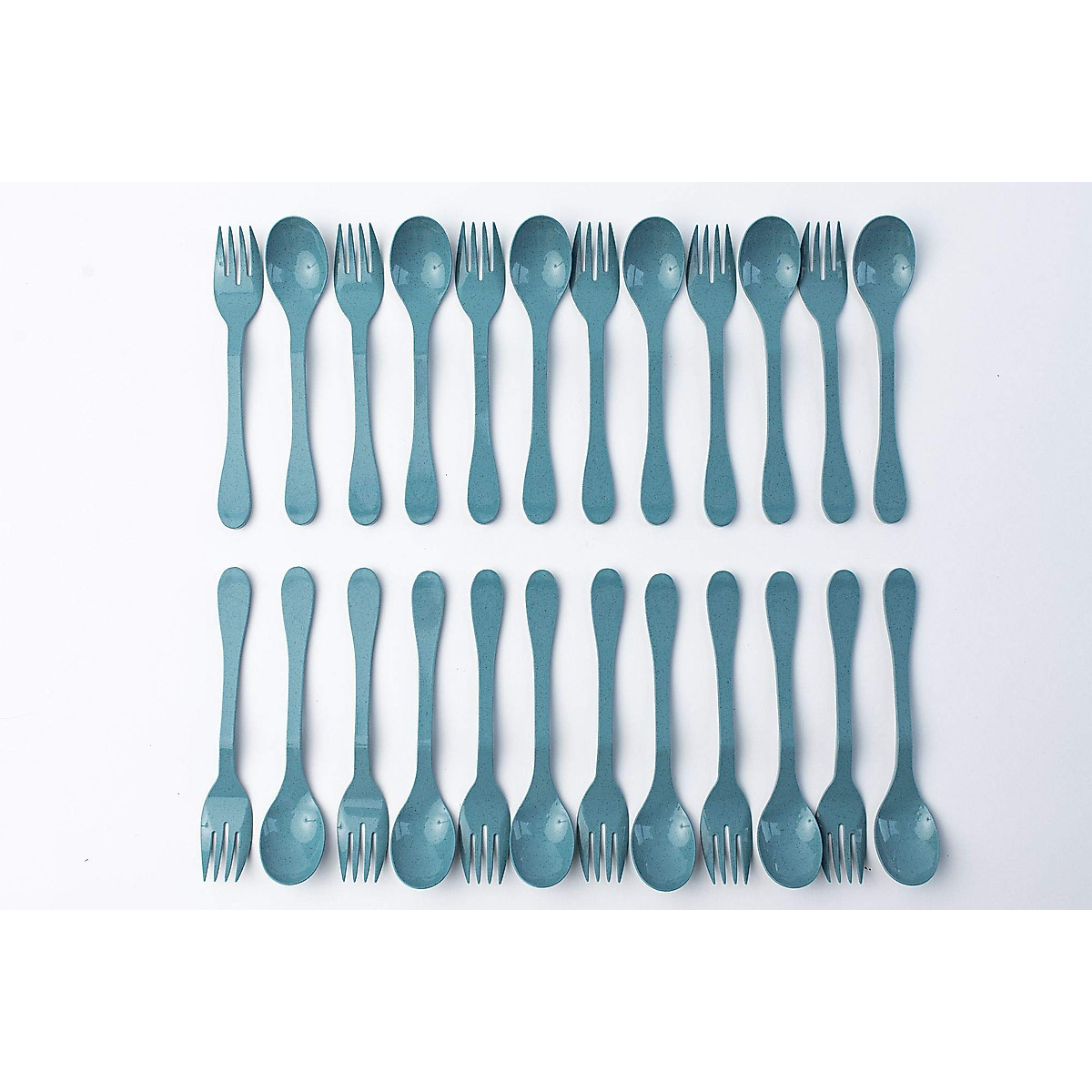 Knork Eco Plant Based 24 Pack Reusable Bamboo Flatware Set (BLUE)