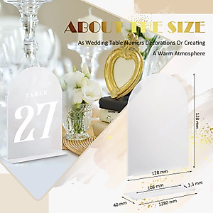 30 Sets Frosted Arch Wedding Table Numbers with Stands 1-30 Acrylic Table Signs 5 x 7 Inch Numbers Signs and Holders for Centerpiece Reception Decoration Party Anniversary Event