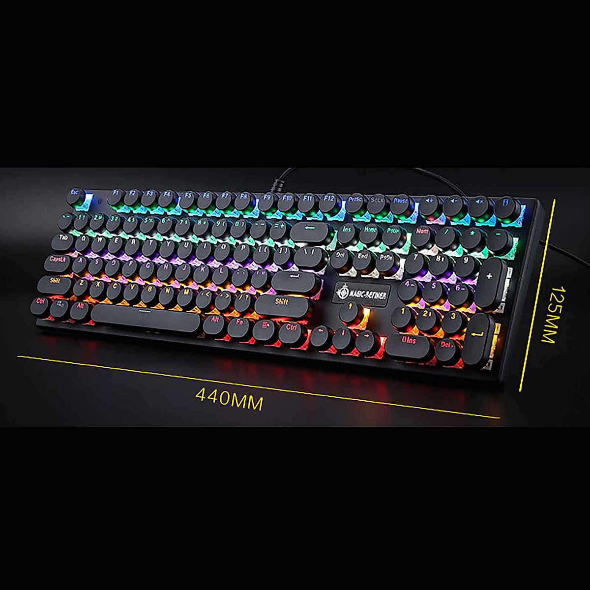 Round Keycap Retro Mechanical Keyboard 108-Key Internet Cafe Gaming Computer Keyboard, Full-Key Conflict-Free, Suitable for PC, Computer and Laptop