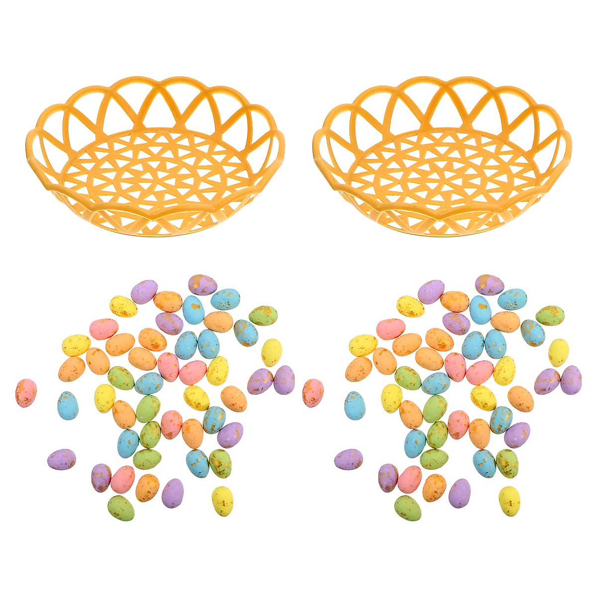 NUOBESTY 100pcs Easter Eggs Ornament Mini Foam Egg with Basket for Crafts and Spring Easter Party Decorations