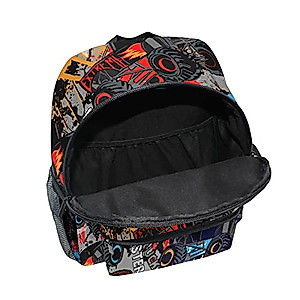 Glaphy Custom Kids Backpack for Boys Girls, Monster Truck Camo Toddler Backpack Kindergarten Elementary, Personalized Name Preschool Bookbag with Chest Strap