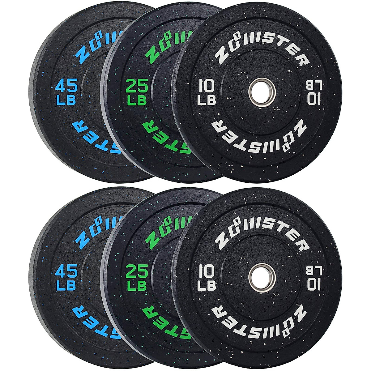Bumper Plate Olympic Weight High Bounce with Steel Insert Strength Training Lifting (160LB Set)