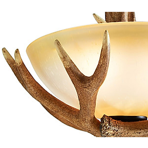 Antler Chandelier Rustic Retro Chandelier Faux Resin Antler Ceiling Light Fixture Frosted Glass Light Kitchen Farmhouse Restaurant Island Bedroom Loft Aisle 3 Light, Easy to Install