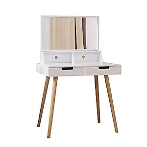 CZDYUF Wooden Dresser Makeup Table 2 Drawer Dresser White Dressing Table Bedroom Furniture