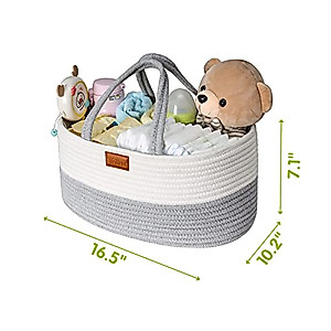 Meilleur Baby Diaper Caddy Organizer: Cotton Rope Diaper Caddy for Baby Girl & Baby Boy - large diaper caddy basket for Changing Table & Car - Baby Caddy with Removable Inserts - Portable Baby Basket